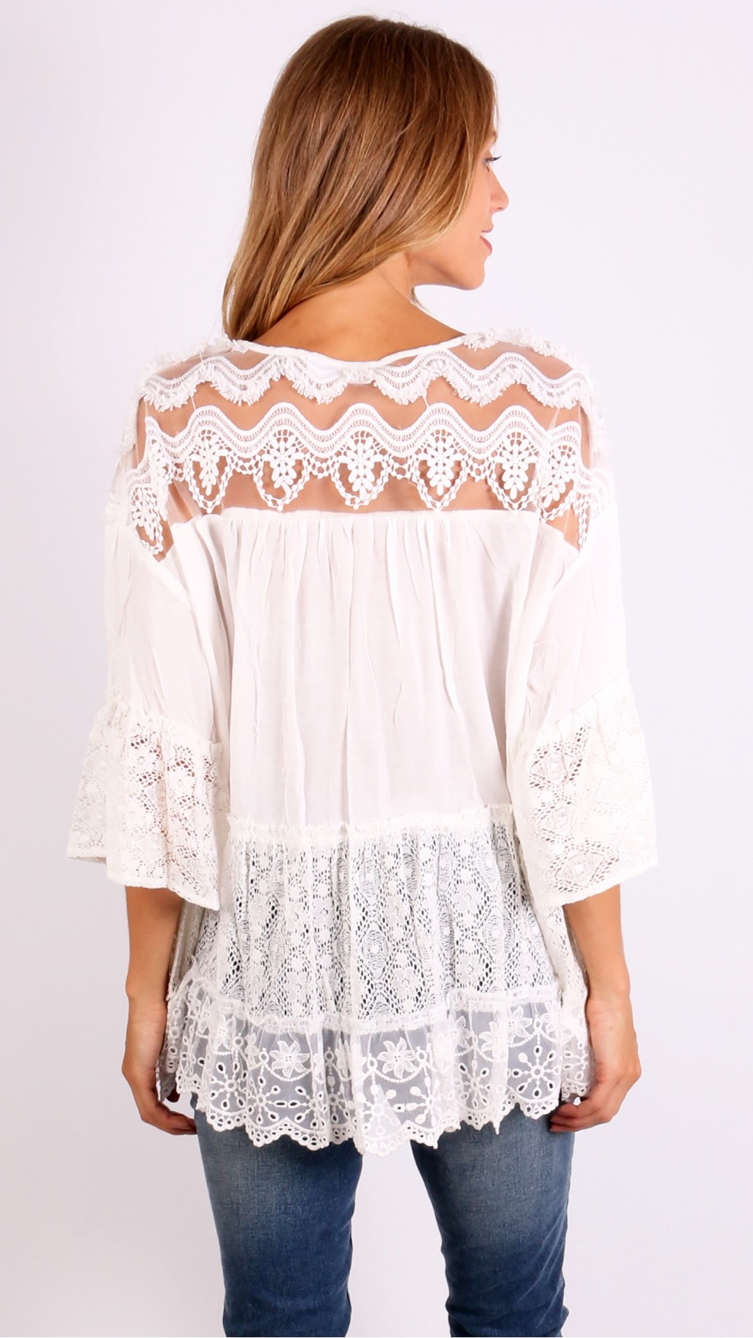 Lace White Tunic Top
